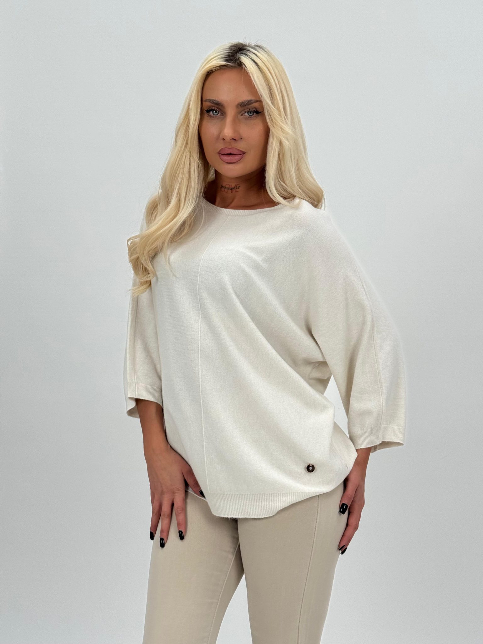 Pulover raglan cu mâneci 3/4