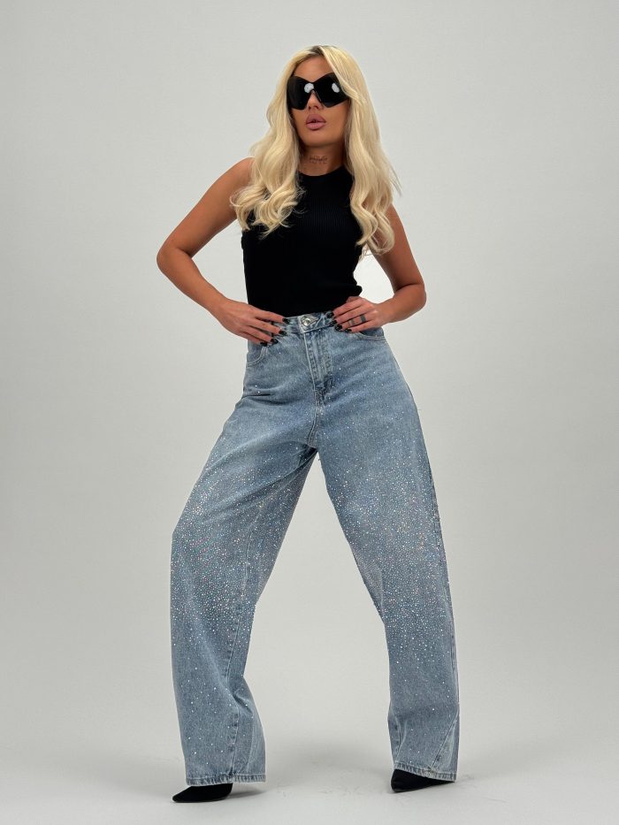 Jeans | Blug baggy cu ștrasuri
