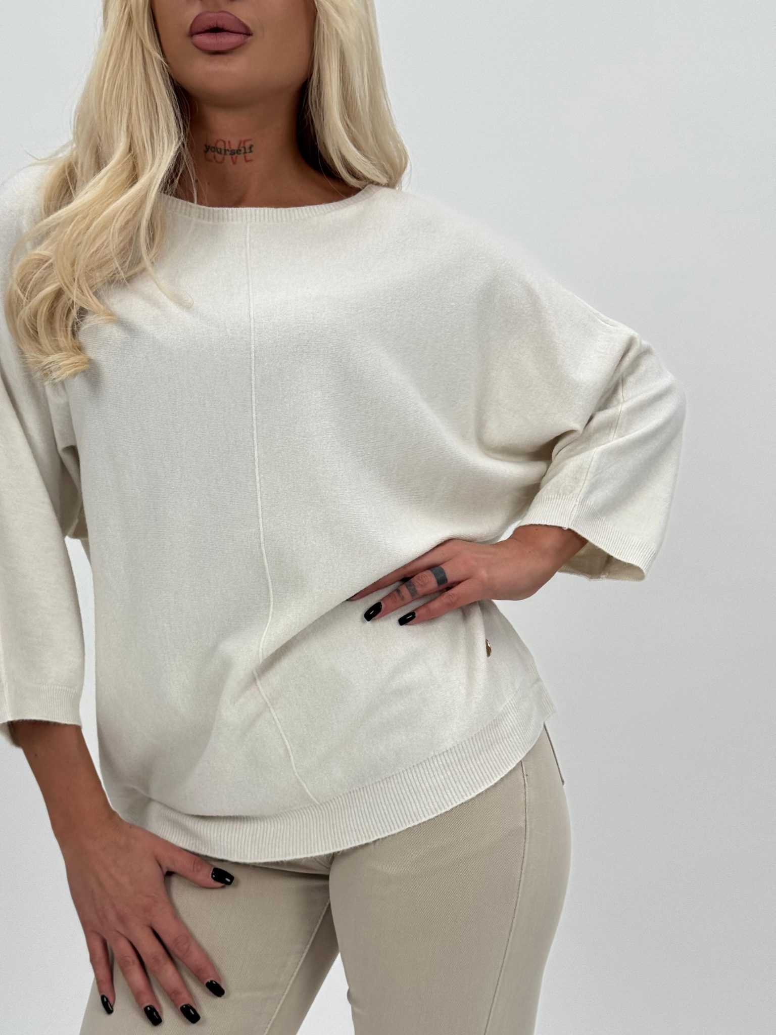 Pulover raglan cu mâneci 3/4