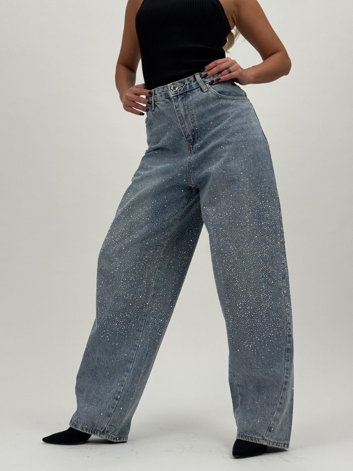 Jeans | Blug baggy cu ștrasuri